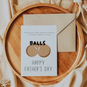 Step Dad Gift For Fathers Day Funny Card Step Father Balls Cards From Son Daughter Printable