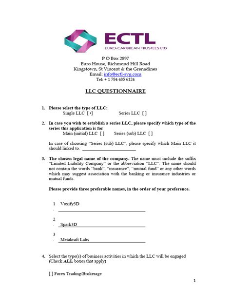Llc Application Form Final Pdf Limited Liability Company