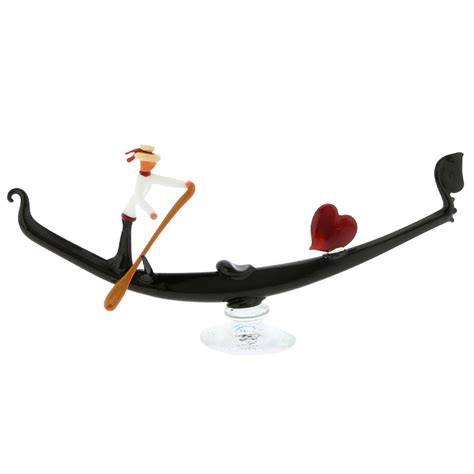 Murano Sculptures Murano Glass Venetian Gondola With Gondolier Large