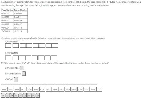 A Virtual Memory Paging System Has Virtual And Physical Acdresses Of