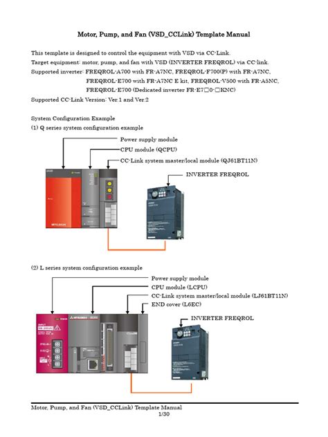 Motor Pump And Fan Vsd Cclink Template Manual Bcnp59990047c Pdf
