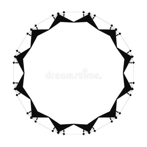 Minimalistic Curvilinear Pentadecagon Pattern On White Background Stock