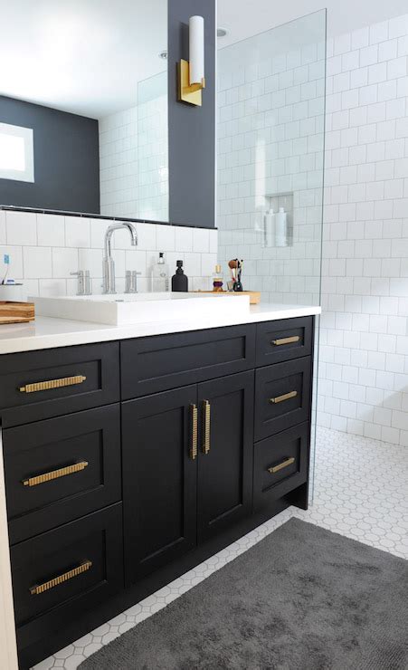 Black Bathroom Vanity With Gold Hardware Vintage Bathroom Oliver