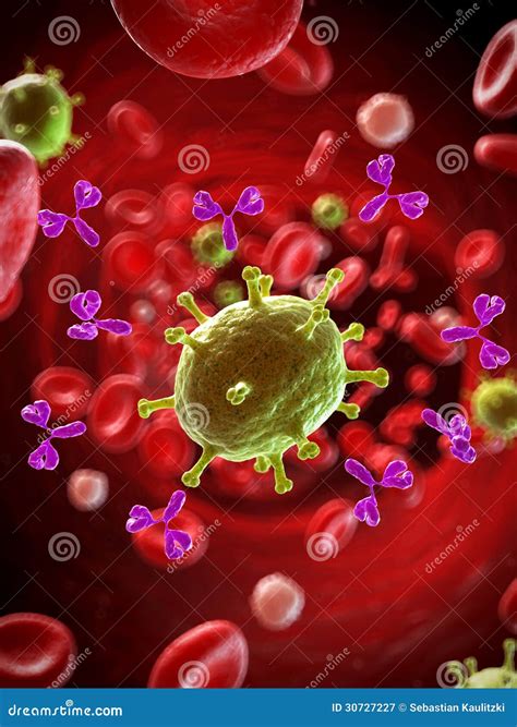 Antibodies Attacking A Virus Stock Illustration Illustration Of