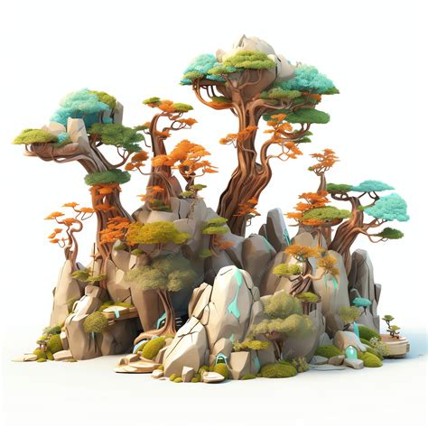 Premium Ai Image 3d Asset Trees Cartoon Style For Game Asset