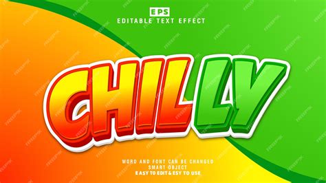 Premium Vector Chilly 3d Editable Text Effect Vector With Background