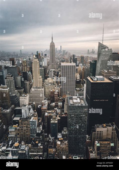 View Of New Yorks Famous High Rise Building Seen From Above Stock