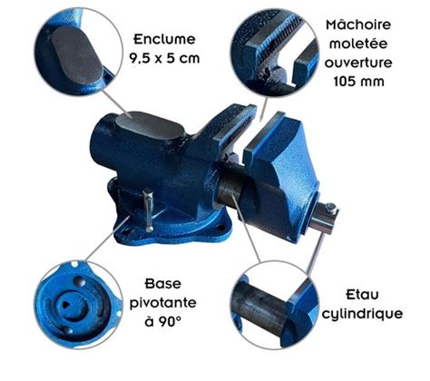 Étau D établi Professionnel Cylindrique En Fonte Avec Base Pivotante Et