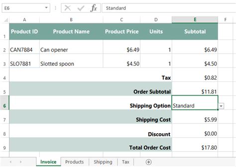 Excel Formulas Invoice Part Data Validation