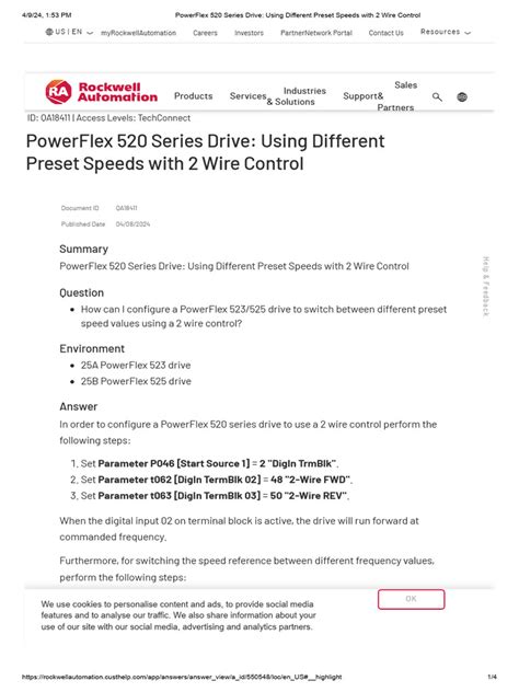 Powerflex 520 Series Drive Using Different Preset Speeds With 2 Wire Control Pdf Social