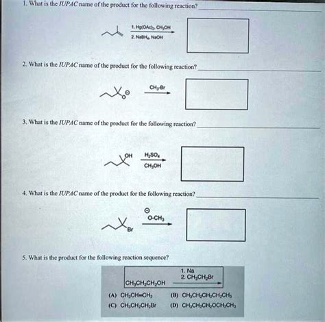 Solved 1 What Is The Iupac Name Of The Product For The Following Reaction 1 Hg Oacchoh 2