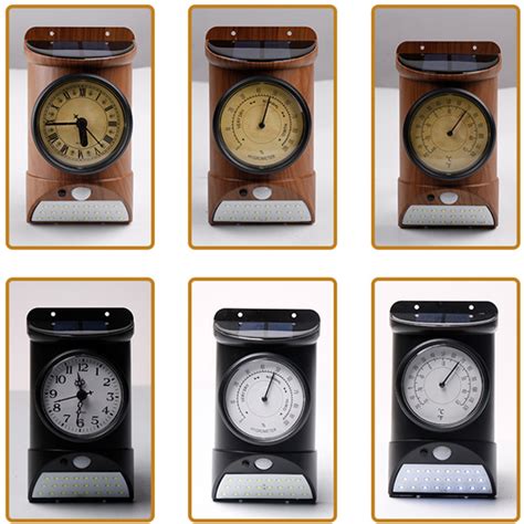 Solar Light Clock Courtyard Wall Mounted Solar Outdoor Clock With Led Light