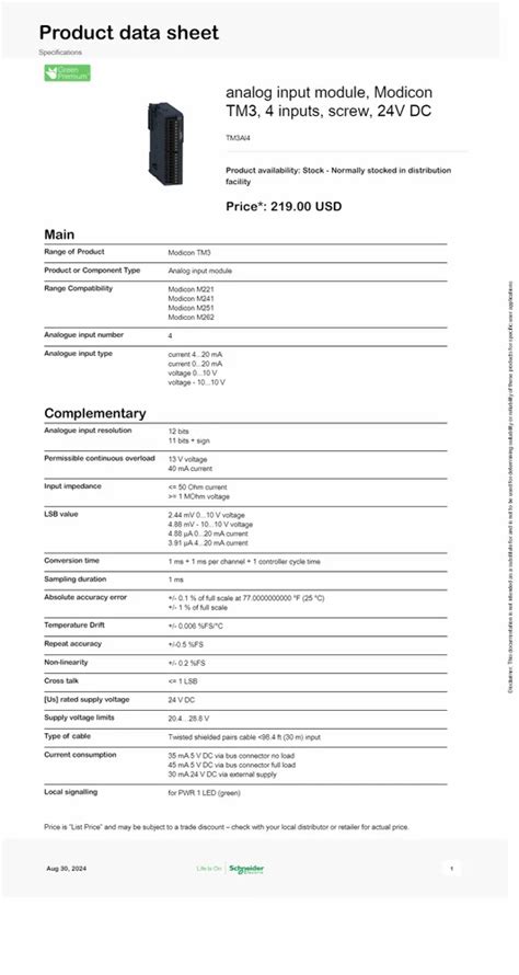 4g Schneider Tm3ai4 4 Analog Input Module For Industrial At ₹ 13641 Piece In New Delhi