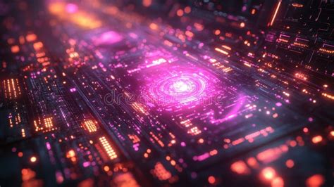 Futuristic Glowing Circuit Board With Neon Lights Stock Image Image Of Technology Scifi
