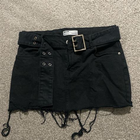 Bershka Mini Skirt Uk Size 6 With Belt Buckle Worn Once Depop