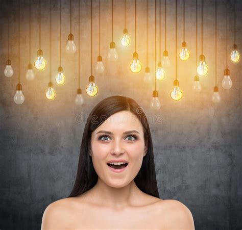 Naked Girl In A Room Full Of Light Bulbs Stock Photo Image Of Illuminating Career