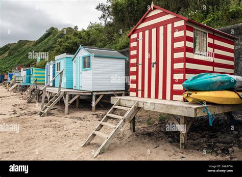 Colourful Beach Huts On The Beach At Nefyn Llŷn Peninsula Gwynedd