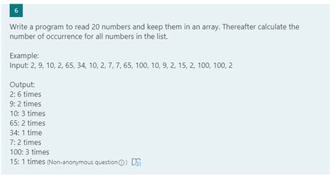 Solved 6 Write A Program To Read 20 Numbers And Keep Them In