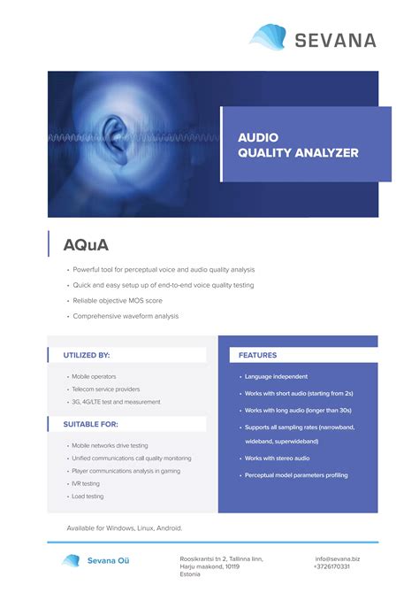 Sevana Aqua Audio Quality Analyzer Pdf