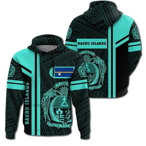 Nauru Islands Turquoise Hoodie Boba Style Alohawaii