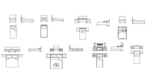 Single And Double Bed Detail Cad Furniture Layout File Autocad Format Artofit