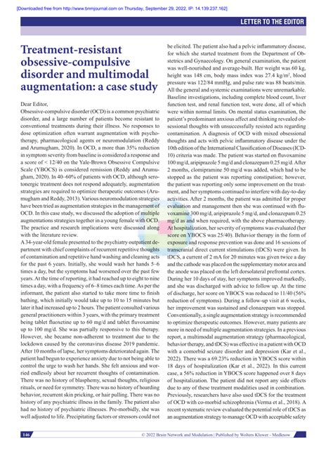 PDF Treatment Resistant Obsessive Compulsive Disorder And Multimodal