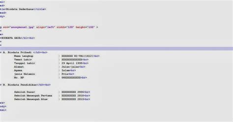 Cara Membuat Biodata Sederhana Di Html Biodata Tabel Lewat Yukk Udin Blog