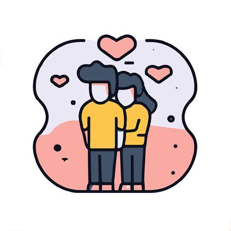 Parejas Enamoradas Ilustración En Estilo De Icono De Dibujos Animados