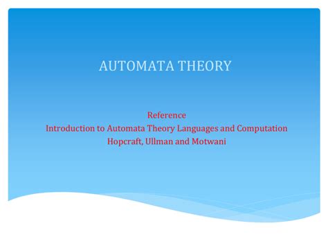 Automata Theory Introduction To Languages And Computation
