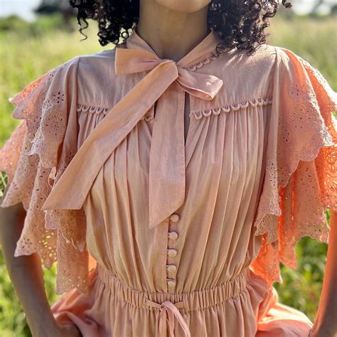Hand Embroidered Fleur Frill Dress In Nectar Houseofdisgrace
