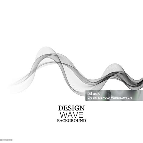 흰색 배경에 회색 우아한 웨이브 스모키 벡터 물결 모양의 웨이브 라인 디자인 요소 연기 물리적 구조에 대한 스톡 벡터 아트 및 기타 이미지 연기 물리적 구조 한 줄로