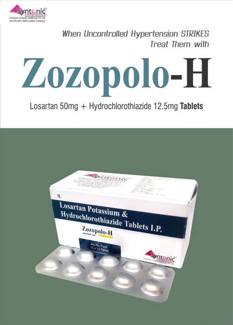 Losartan Potassium 50mg Hydrochlorothiazide 125mg Tablet Packaging