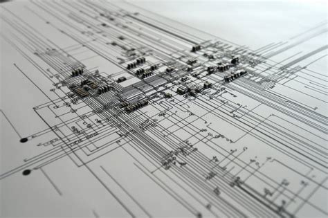 Detailed Electronic Circuit Design Layout On Paper Showcasing Intricate