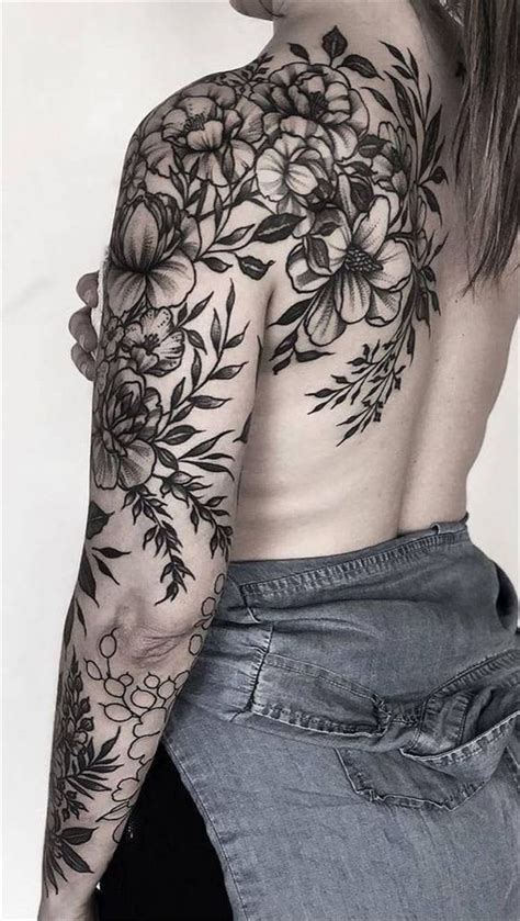 Dark Floral Tattoo Sleeve Dark Floral Thigh Tattoo Black And Grey