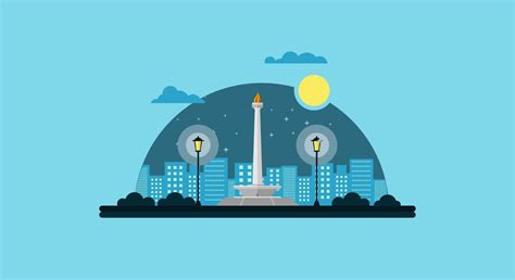 Monas Flat Vector Design Illustration National Monument Of Indonesia