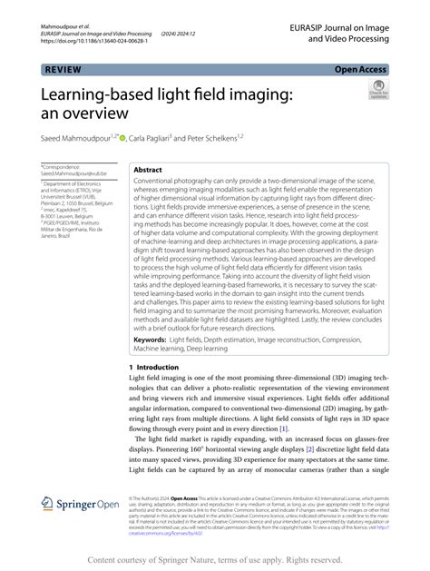 PDF Learning Based Light Field Imaging An Overview