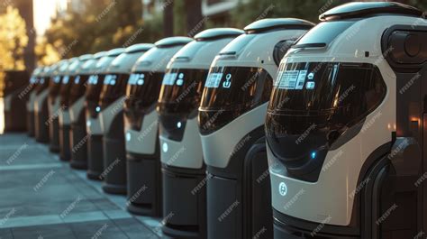 Futuristic Aicontrolled Recycling Robots Sorting Materials In Public Places Autonomous Robots