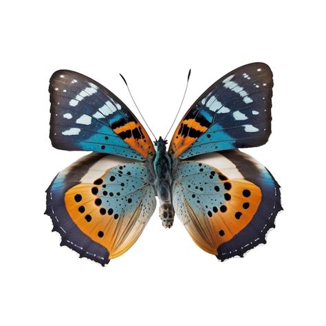 Vista Plana Da Borboleta Azul E Laranja Em Fundo Transparente Criada