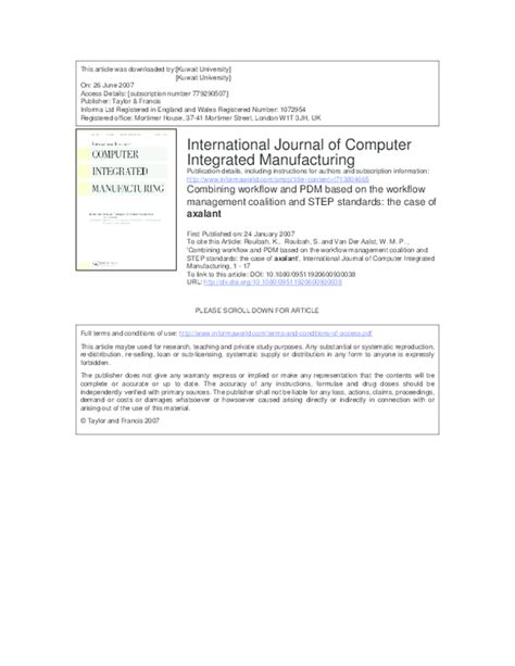 Pdf Combining Workflow And Pdm Based On The Workflow Management Coalition And Step Standards