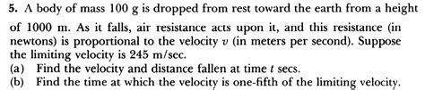 solved 5 a body of mass 100 g is dropped from rest toward