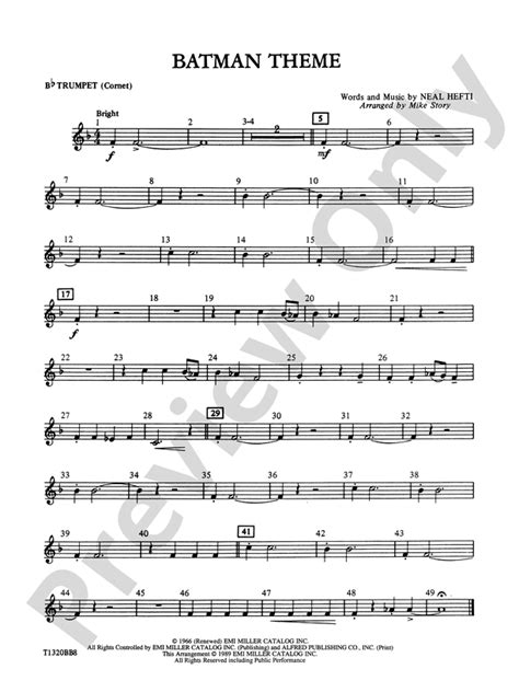 Batman Theme From The Original TV Series 1st B Flat Trumpet 1st B