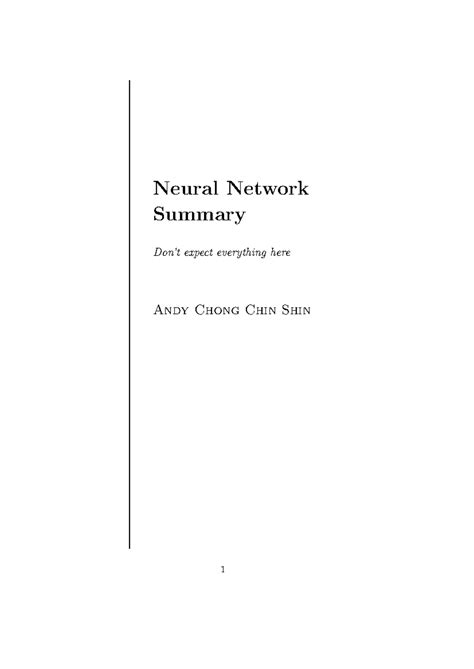 Cz4042 Neural Network Summary Neural Network Summary Dont Expect