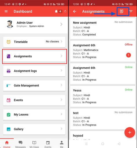 Assignment In Mobile App Fedena Pro Support