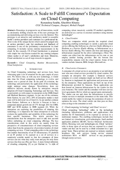 Pdf Satisfaction A Scale To Fulfill Consumers Expectation On Cloud