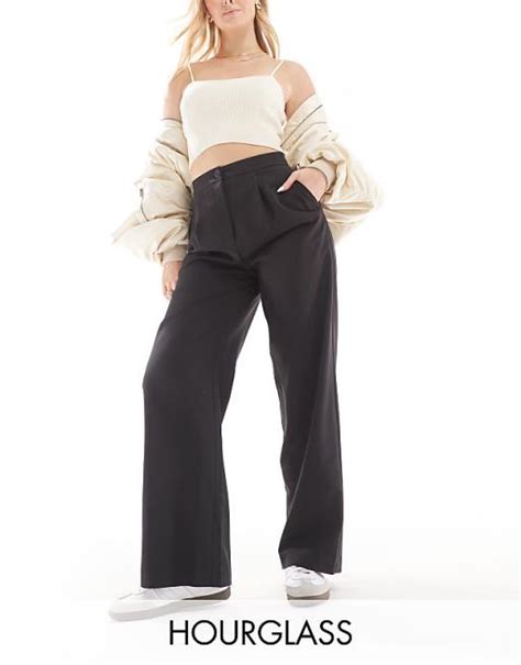 Asos Design Hourglass Pantalon De Tailleur Coupe Dad Ample Noir Asos