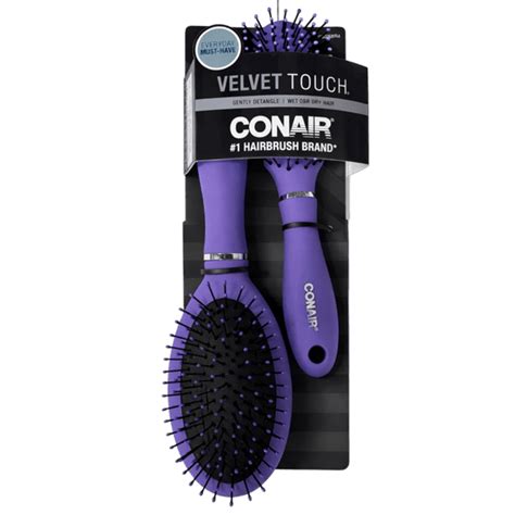 Conair Velvet Touch Hair Brush Set Full Size And Compact Detangling