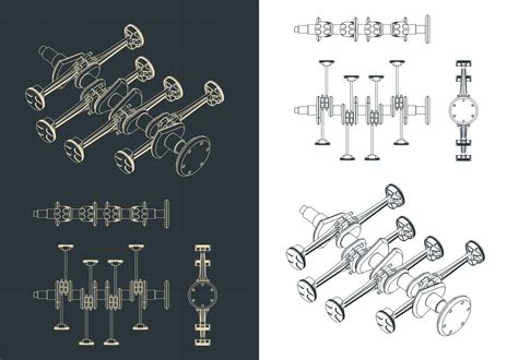 Part Of Horizontally Opposed Engine Blueprints 47105208 Vector Art At
