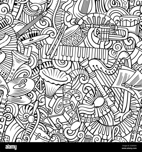 Cartoon Cute Doodles Classical Music Seamless Pattern Stock Vector Image And Art Alamy