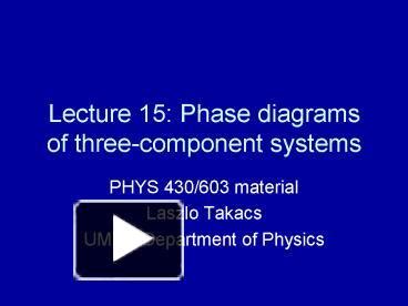 Ppt Lecture Phase Diagrams Of Three Component Systems Powerpoint Presentation Free To