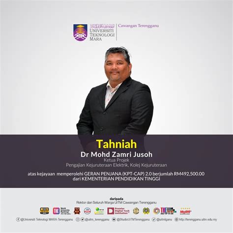 Tahniah Dr Mohd Zamri Bin Jusoh Atas Kejayaan Memperolehi Geran Penjana